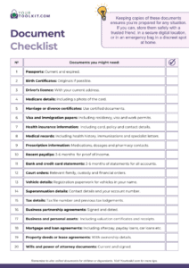 Important Document Checklist | Yourtoolkit.com